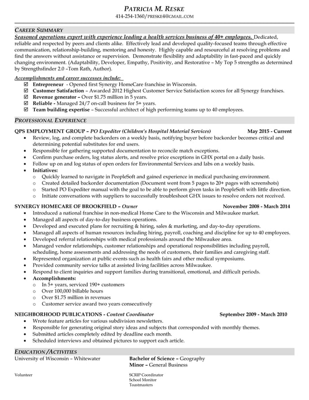 Patty Reske Resume | PDF