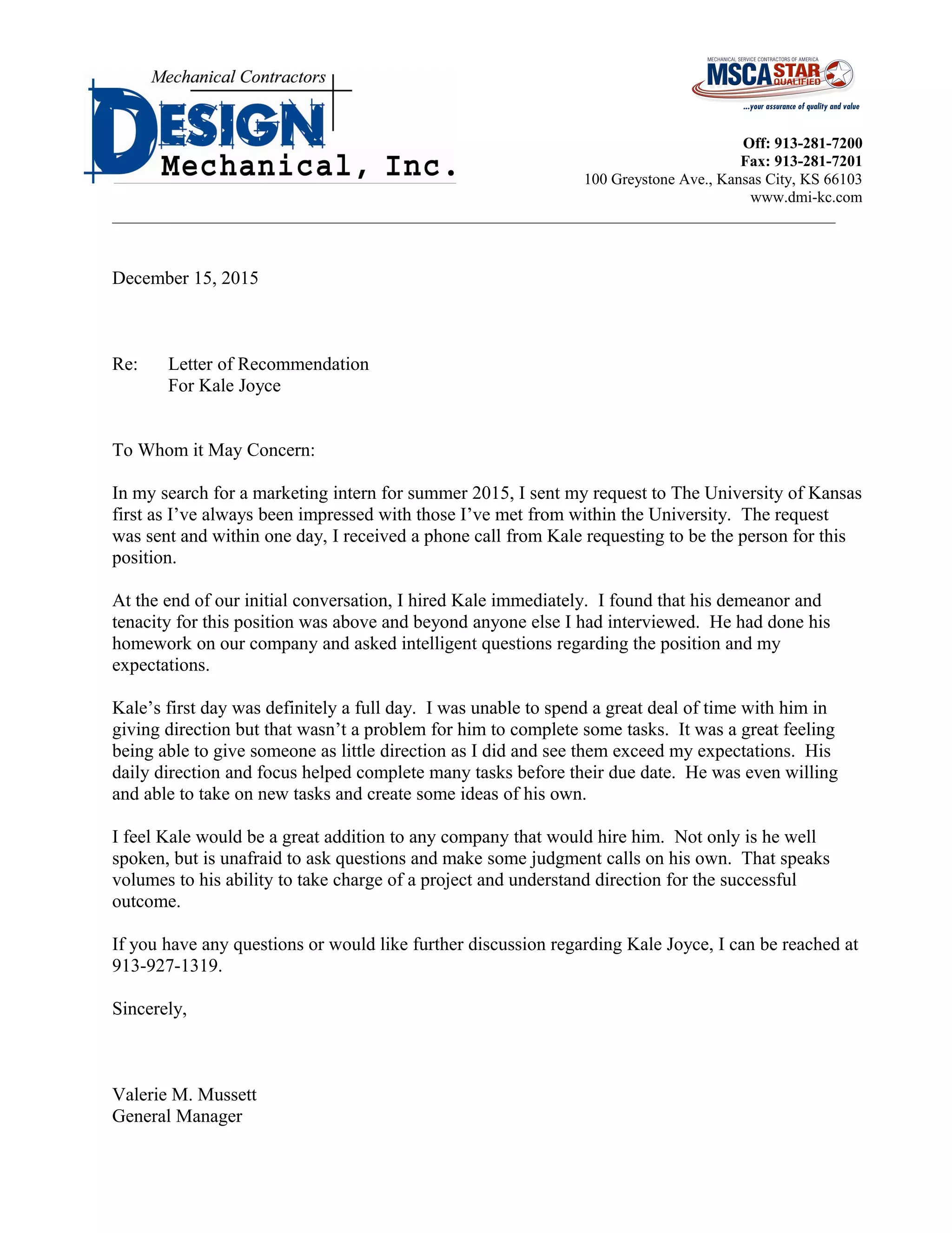 DMI recommendation letter | DOC