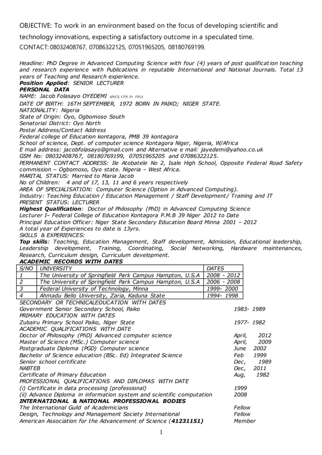 Jacob Oyedemi CV (1) | PDF