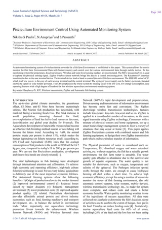 Pisciculture Environment Control Using Automated Monitoring System | PDF | Internet of Things ...
