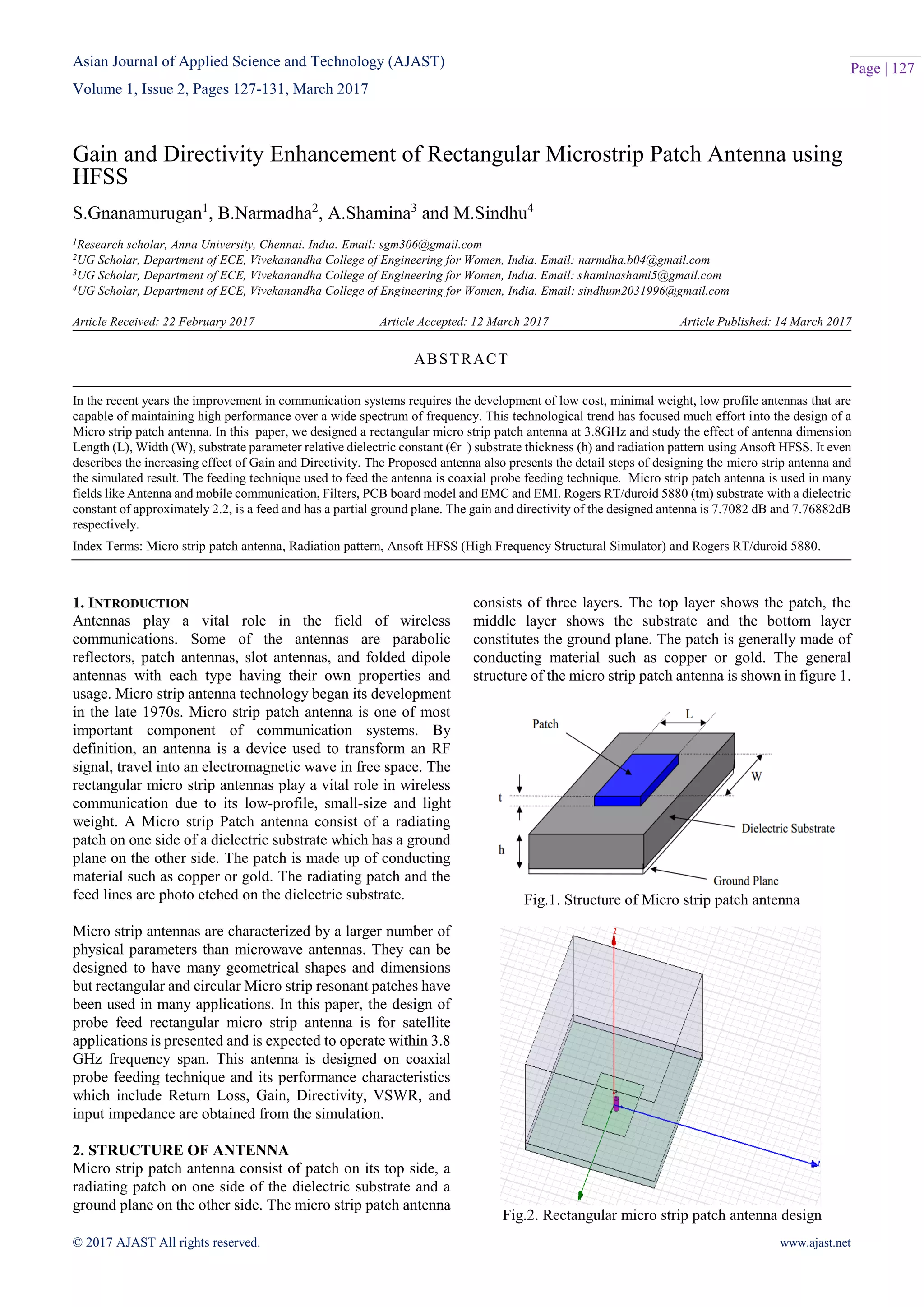 Gain and Directivity Enhancement of Rectangular Microstrip Patch ...