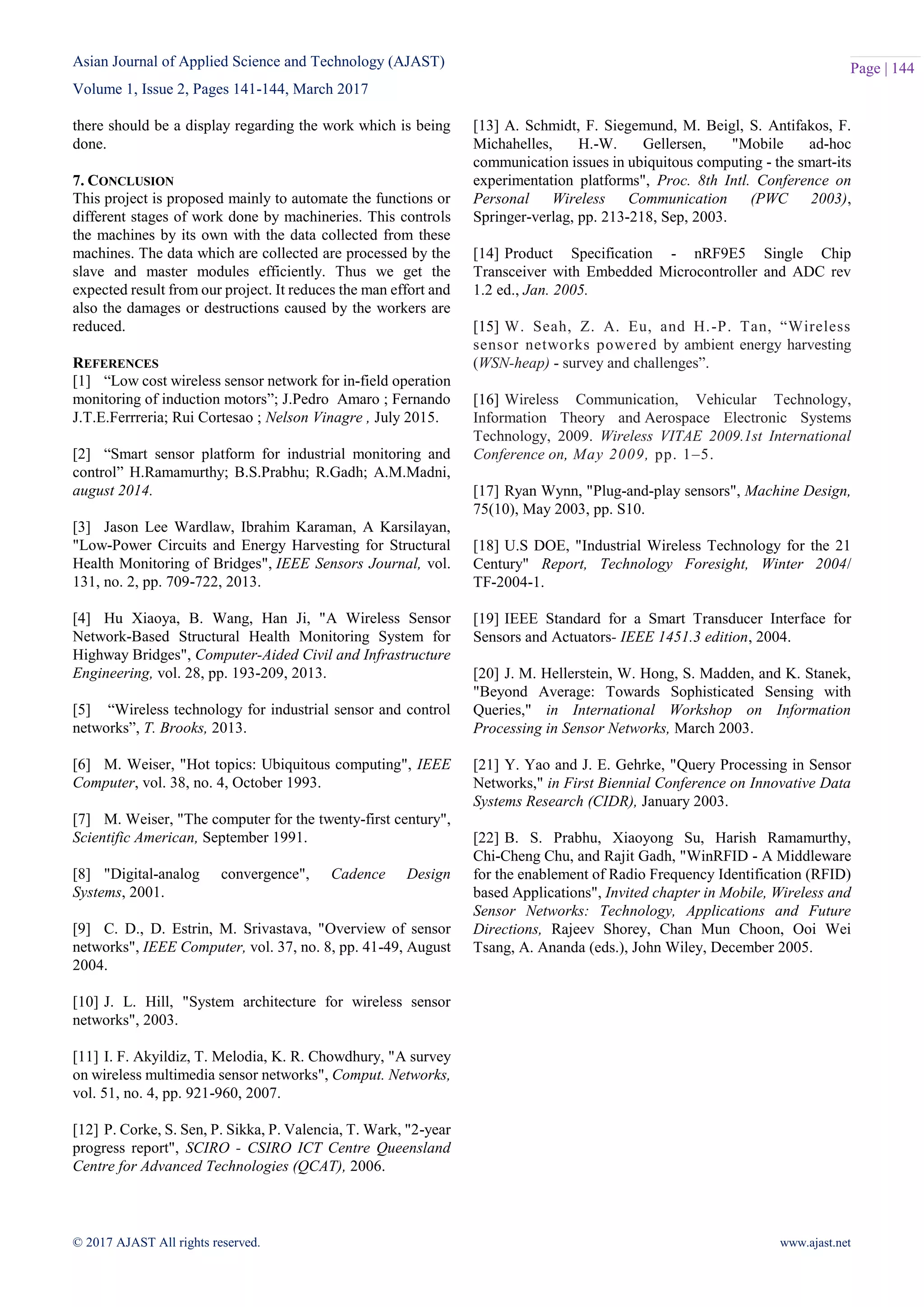 Industrial Monitoring System Using Wireless Sensor Networks Pdf Computer Peripherals Computing