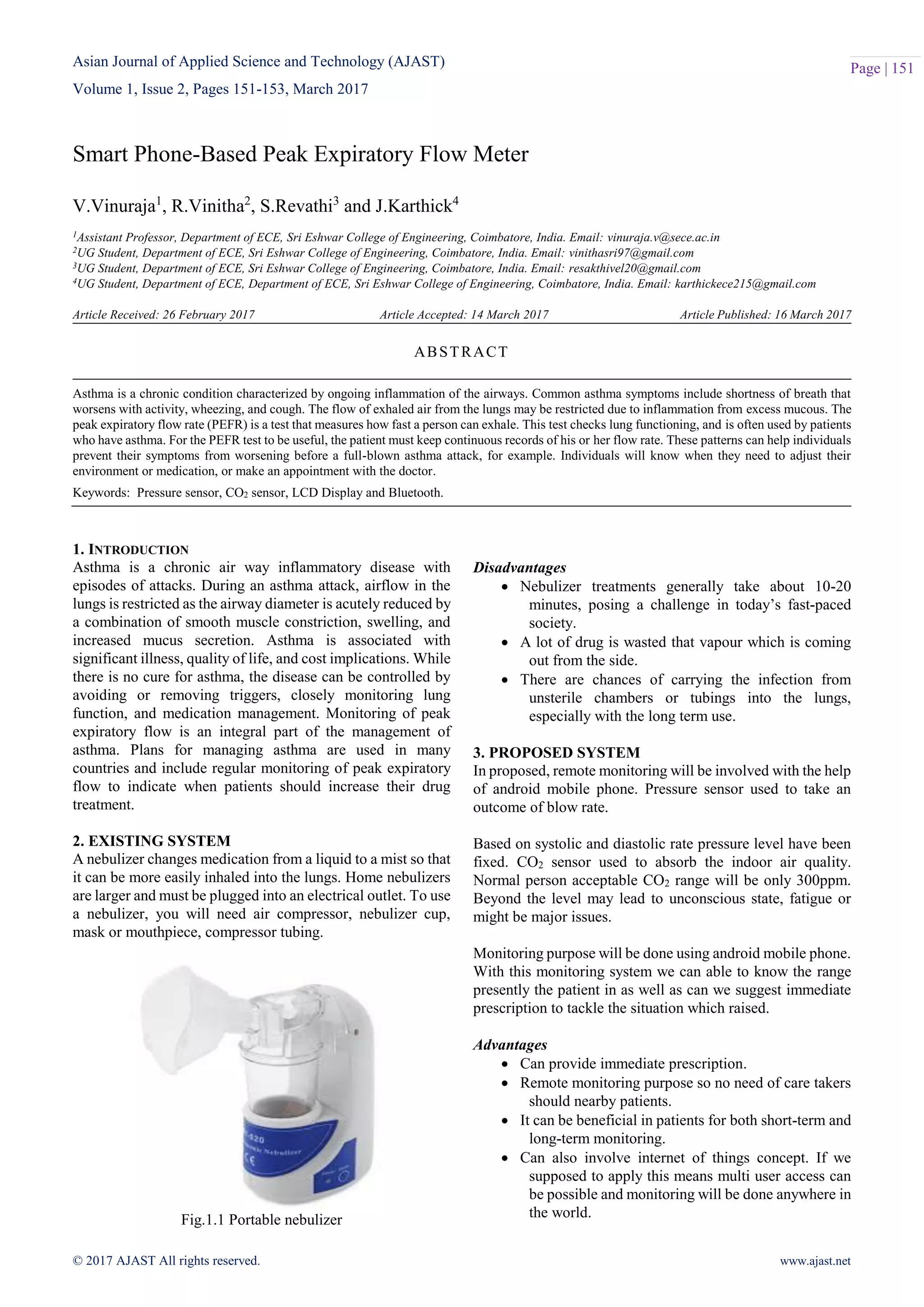 Smart Phone-Based Peak Expiratory Flow Meter | PDF