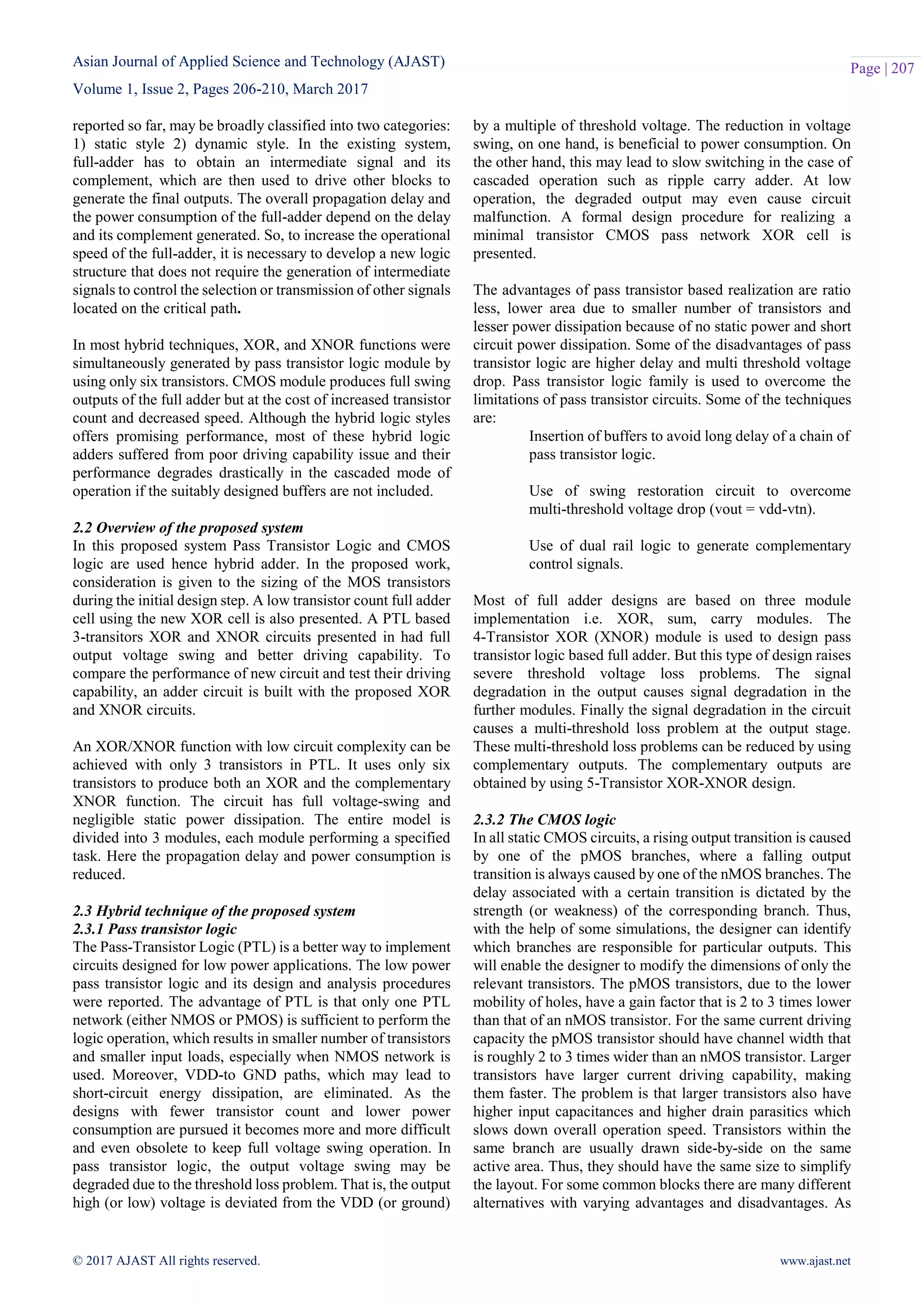 Design and Analysis of Low Power High Speed Hybrid logic 8-T Full Adder Circuit | PDF