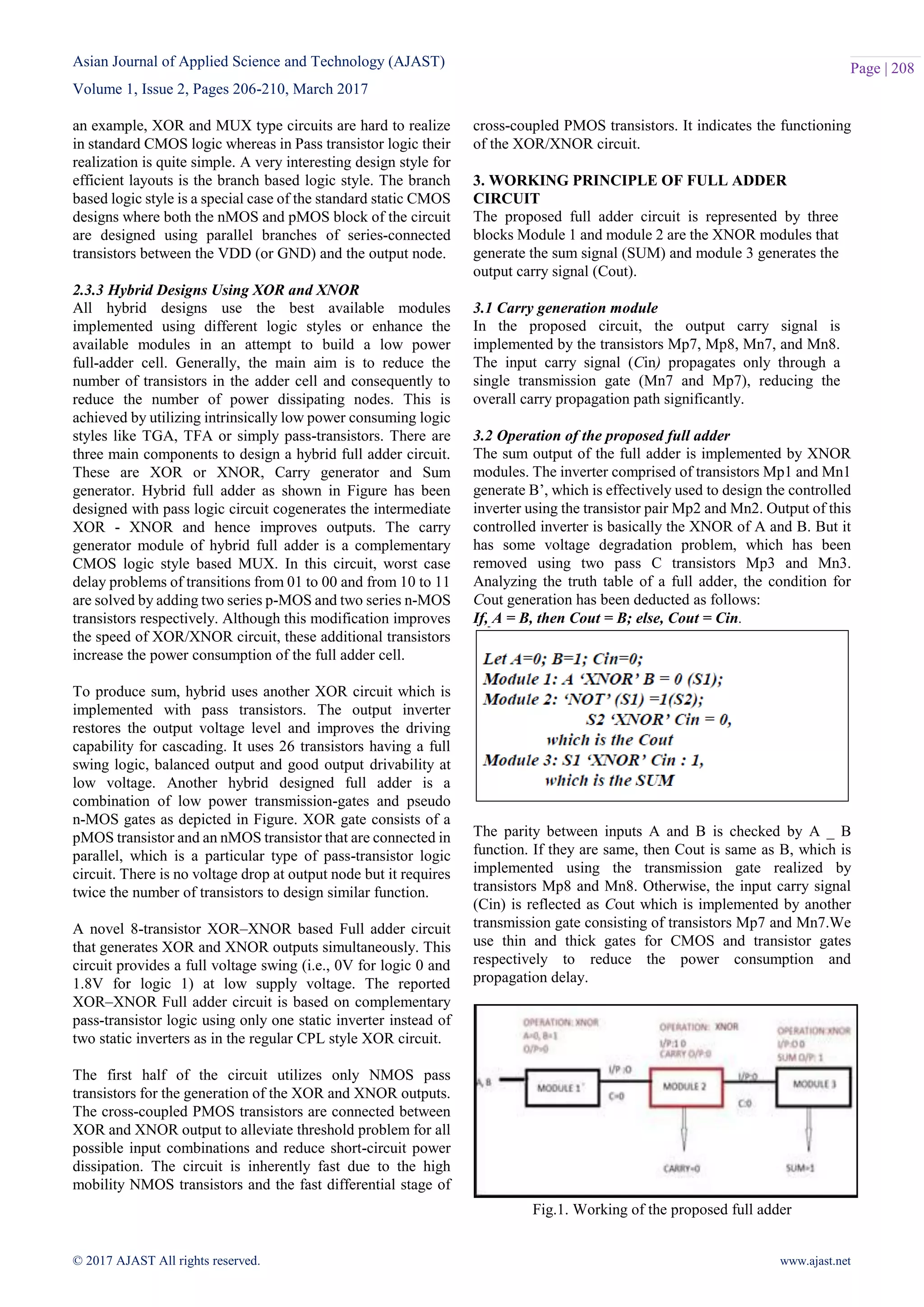 Design and Analysis of Low Power High Speed Hybrid logic 8-T Full Adder Circuit | PDF