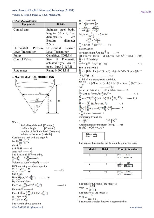 Controller Tuning Method for Non-Linear Conical Tank System | PDF | Physics | Science