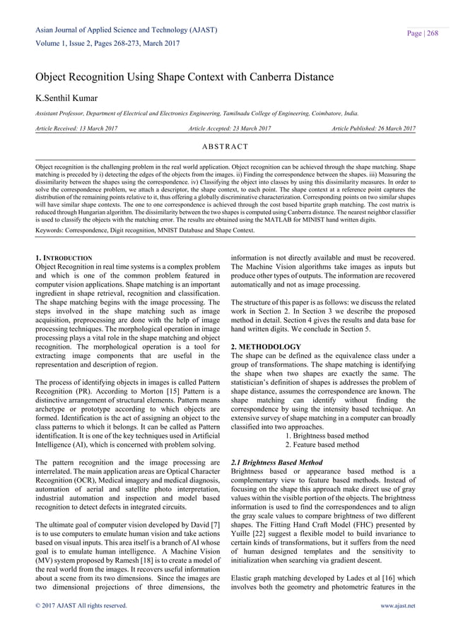 Object Recognition Using Shape Context with Canberra Distance | PDF