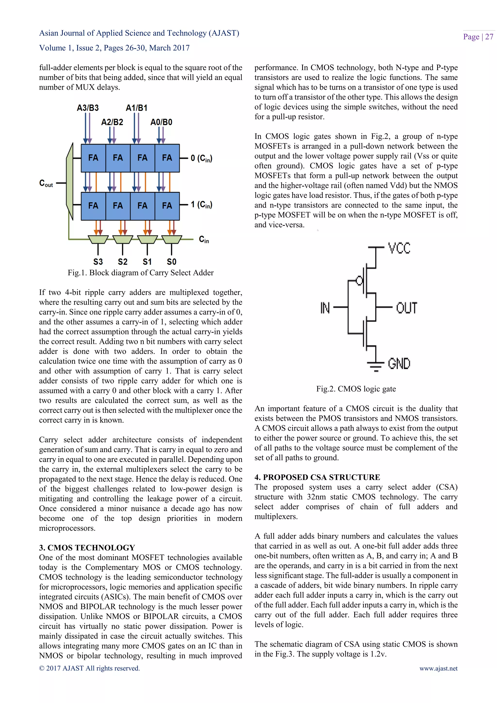 Design of Low Power Energy Efficient Carry Select Adder Using CMOS Technology | PDF