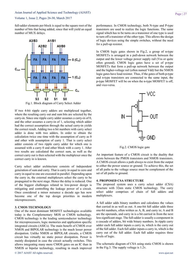 Design of Low Power Energy Efficient Carry Select Adder Using CMOS Technology | PDF