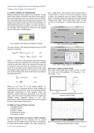 Modeling and Simulation of Memristor using SPICE Model | PDF