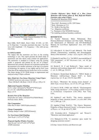 Modeling and Simulation of Memristor using SPICE Model | PDF