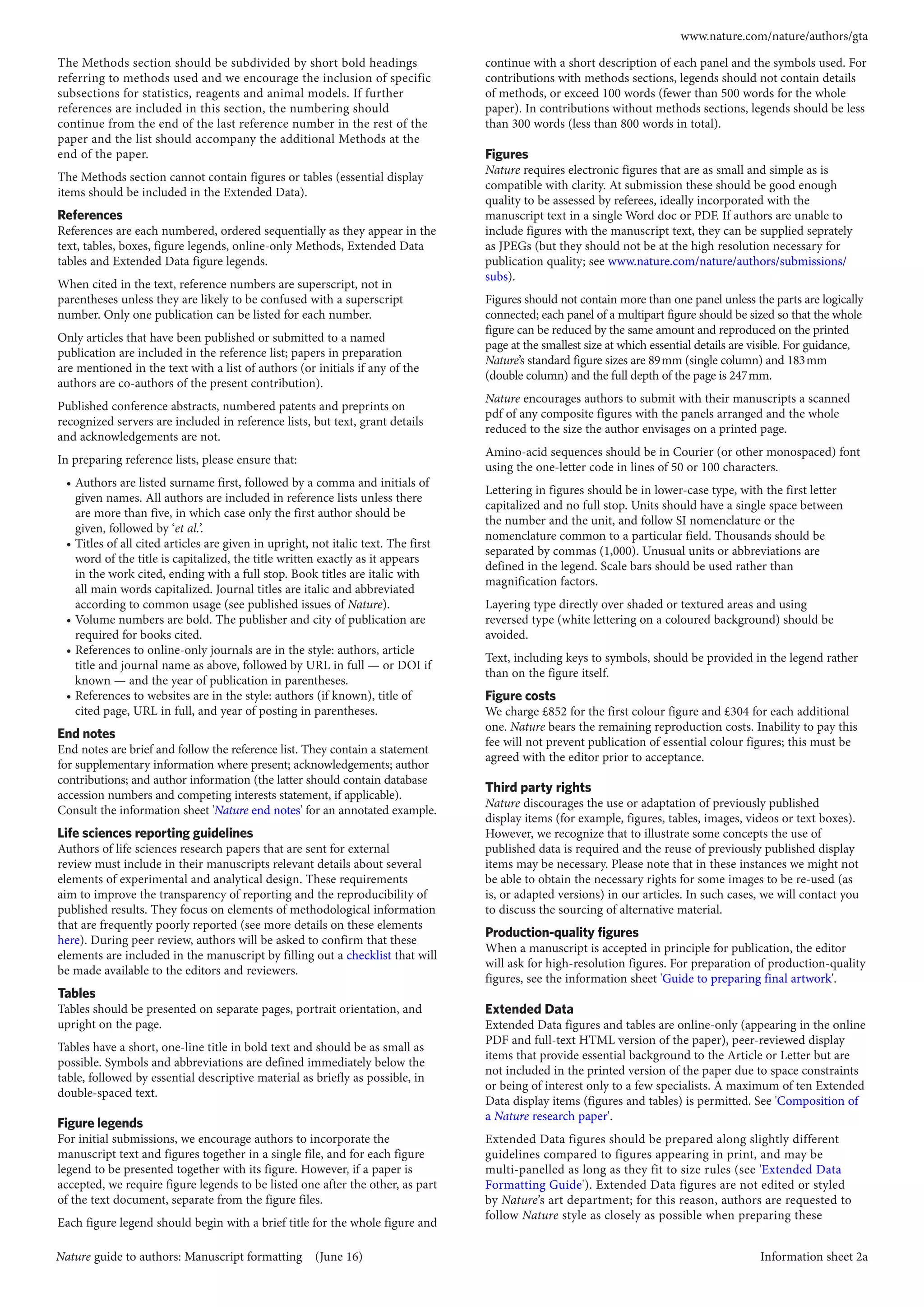 Nature's manuscript formating | PDF