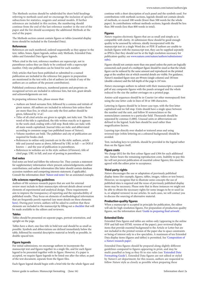 Nature's manuscript formating | PDF | Publishing Industry | Industries