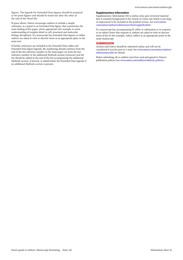 Nature's manuscript formating | PDF | Publishing Industry | Industries