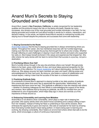 Anand Muni’s Secrets to Staying Grounded and Humble.docx