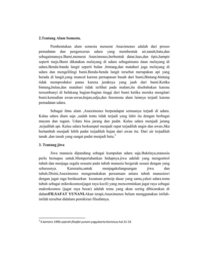 filsafat umum anaximenes | DOCX