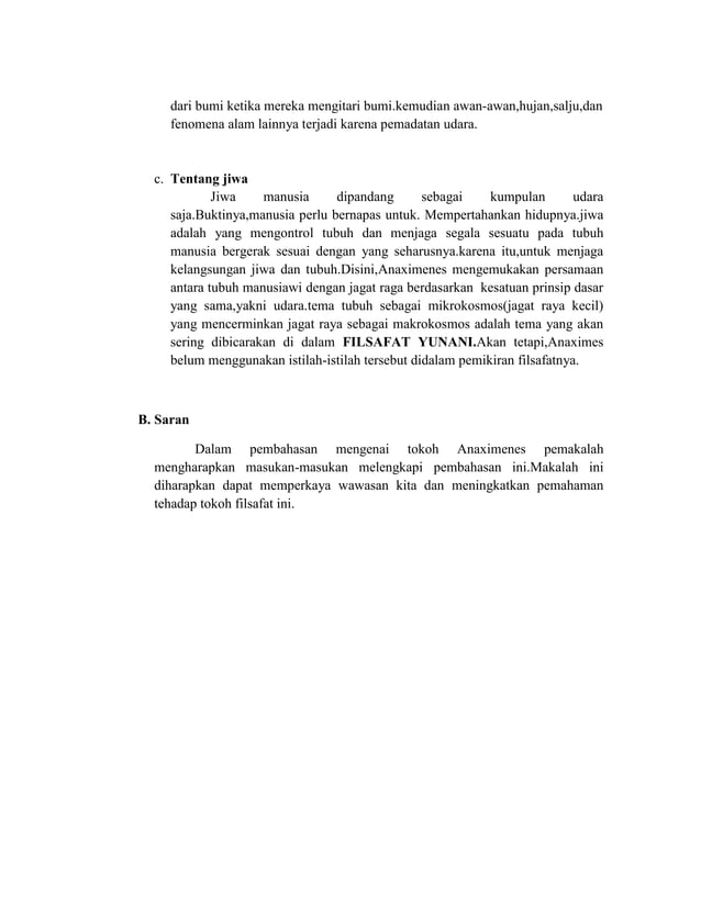 filsafat umum anaximenes | DOCX