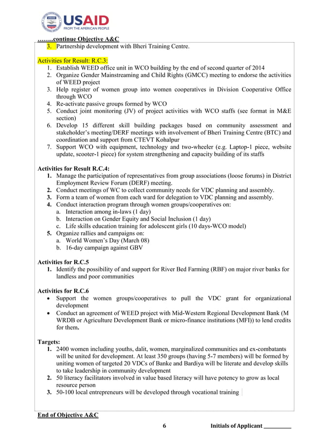 Technical proposal on women economic empowerment and development0303017