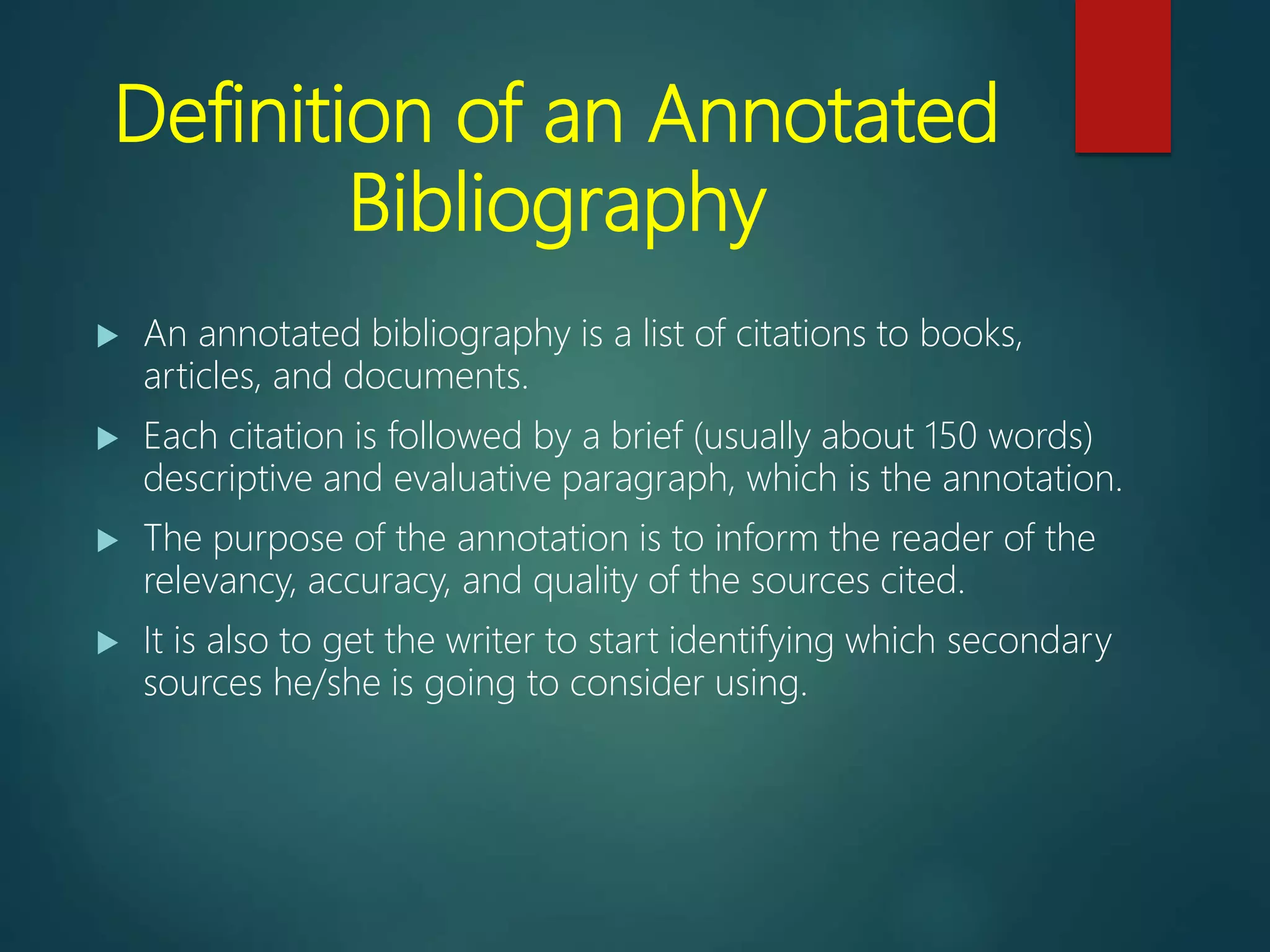 2 Annotated bibliography bb 2 | PPT