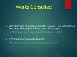 2 Annotated bibliography bb 2 | PPT