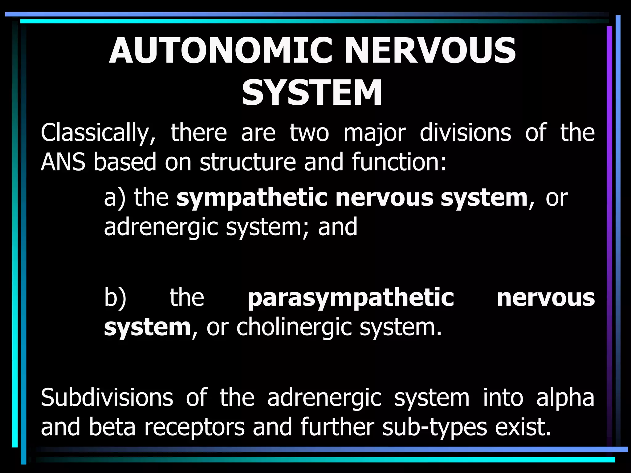 Autonomic Nervous System Pharmacology | PPT