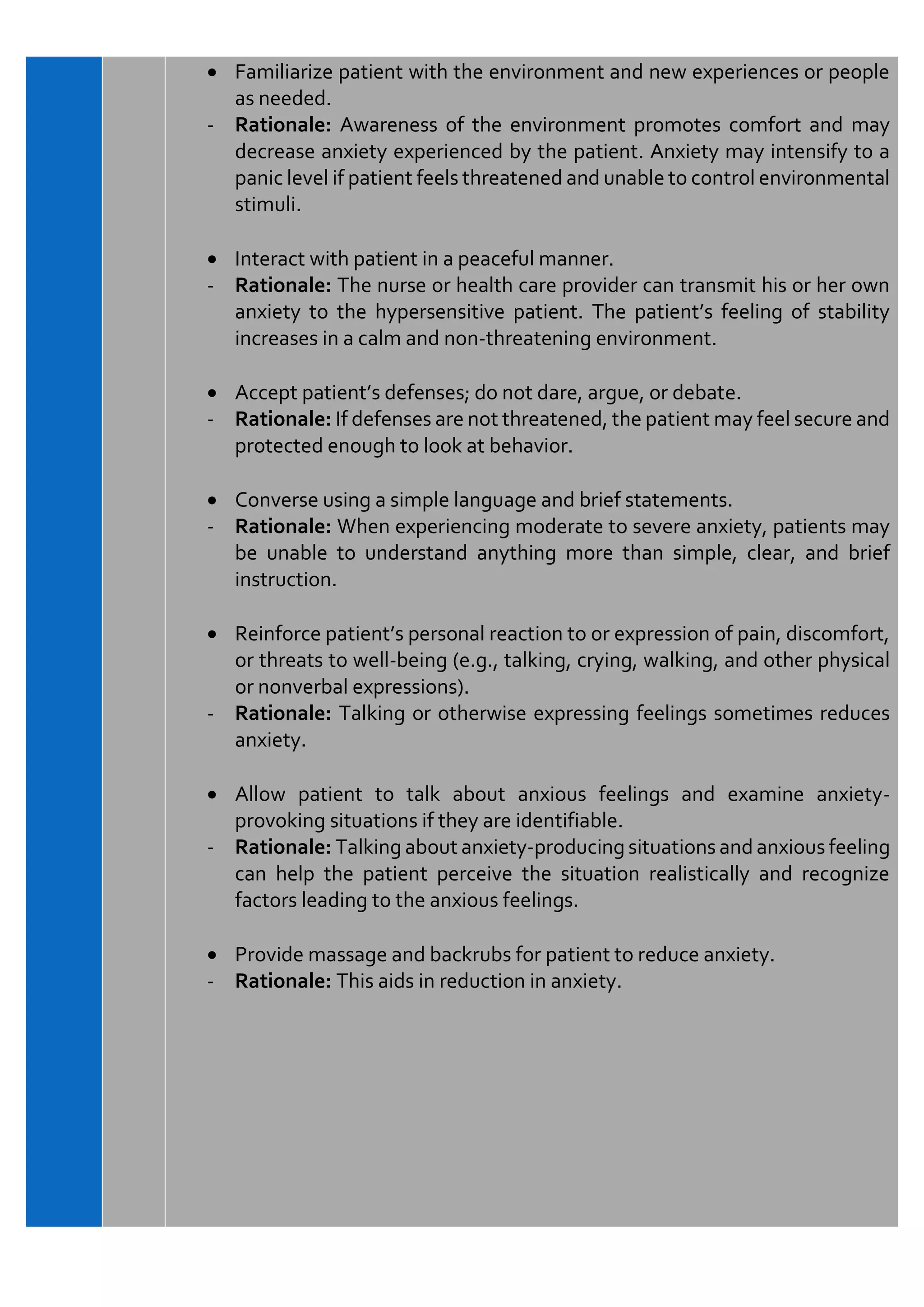 Anxiety Nursing Care Plan | PDF