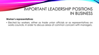 Unit 2 topic 1 AS and A Level management and leadership | PPTX