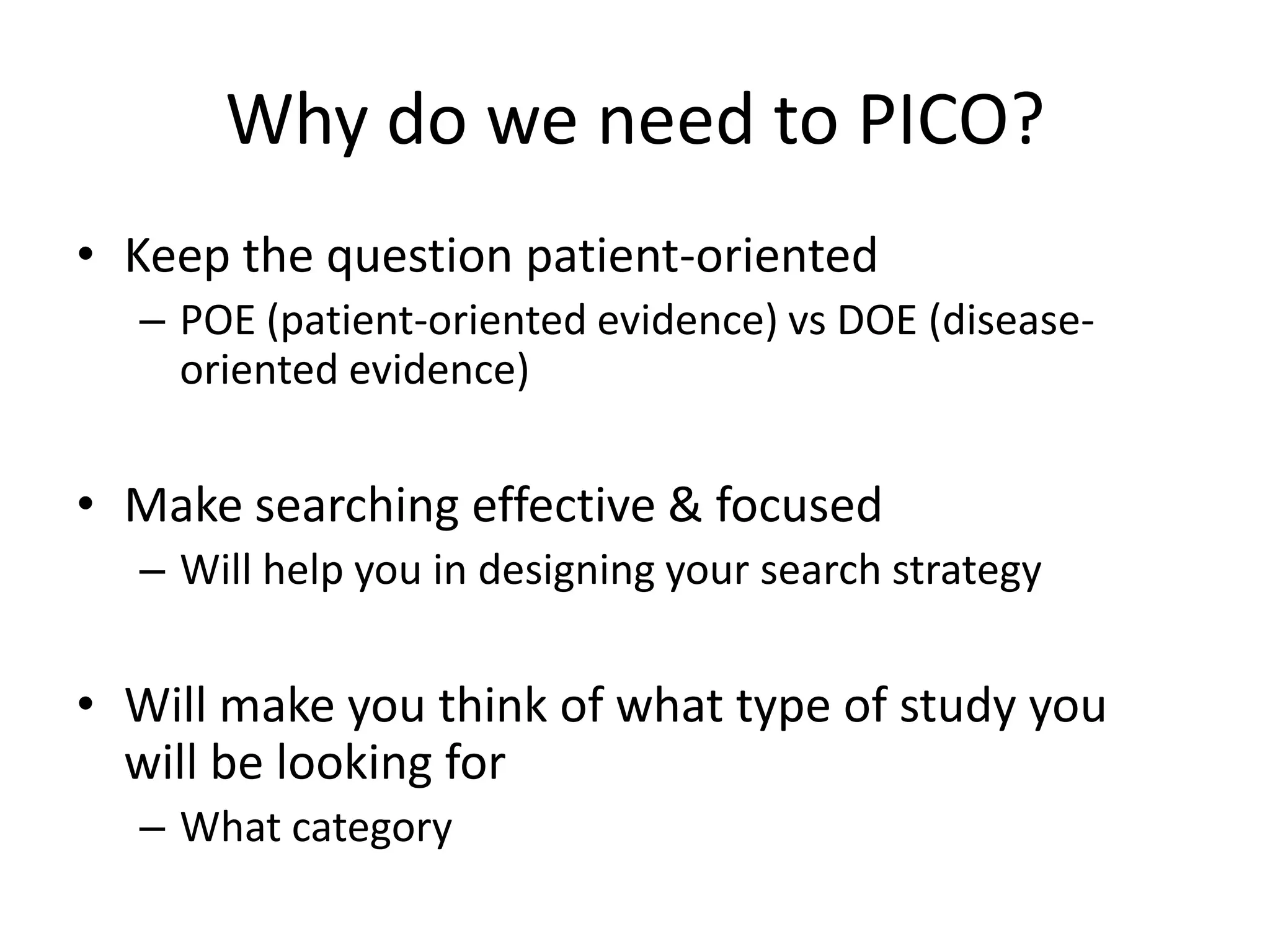 EBCP: asking answerable PICO questions | PPTX