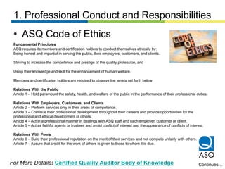 ASQ CQA Part 1: Auditing Fundamentals | PPT