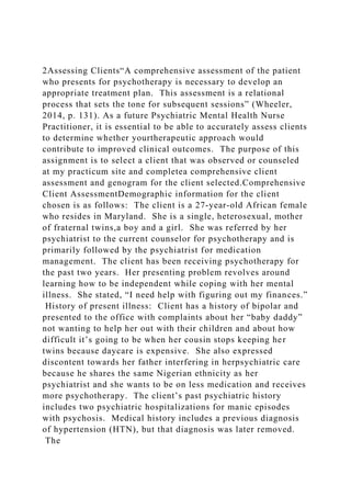 2Assessing ClientsA comprehensive assessment of the patient who p.docx
