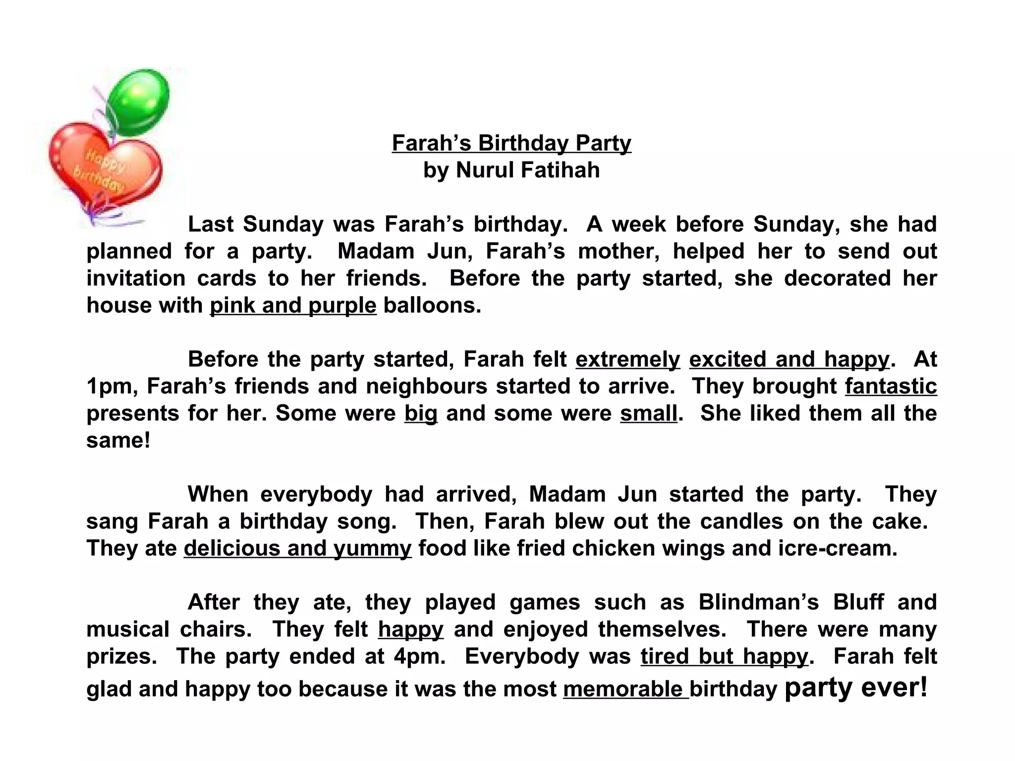 STAR COMPOSITIONS (A Birthday Party) - Check out the adjectives! | PPT