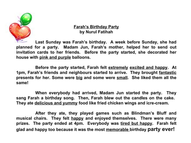 STAR COMPOSITIONS (A Birthday Party) - Check out the adjectives! | PPT ...