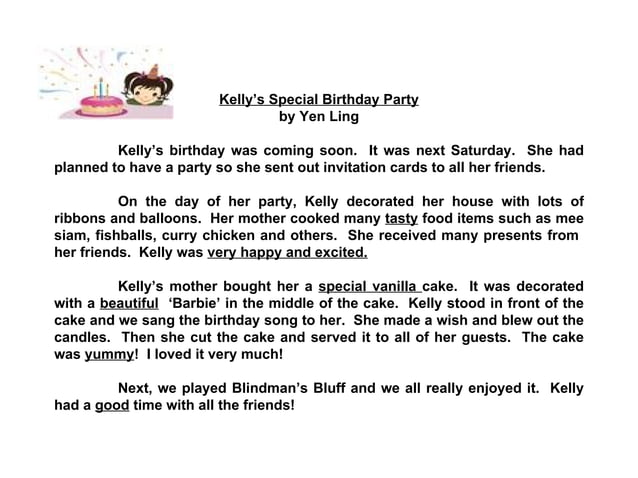 STAR COMPOSITIONS (A Birthday Party) - Check out the adjectives! | PPT ...