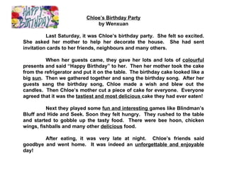 STAR COMPOSITIONS (A Birthday Party) - Check out the adjectives! | PPT