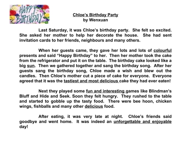 STAR COMPOSITIONS (A Birthday Party) - Check out the adjectives! | PPT ...