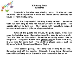 STAR COMPOSITIONS (A Birthday Party) - Check out the adjectives! | PPT