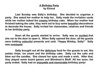 STAR COMPOSITIONS (A Birthday Party) - Check out the adjectives! | PPT