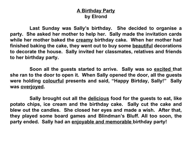STAR COMPOSITIONS (A Birthday Party) - Check out the adjectives! | PPT