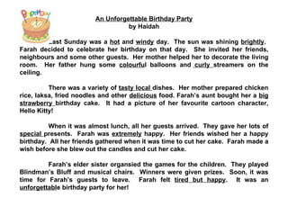 STAR COMPOSITIONS (A Birthday Party) - Check out the adjectives! | PPT