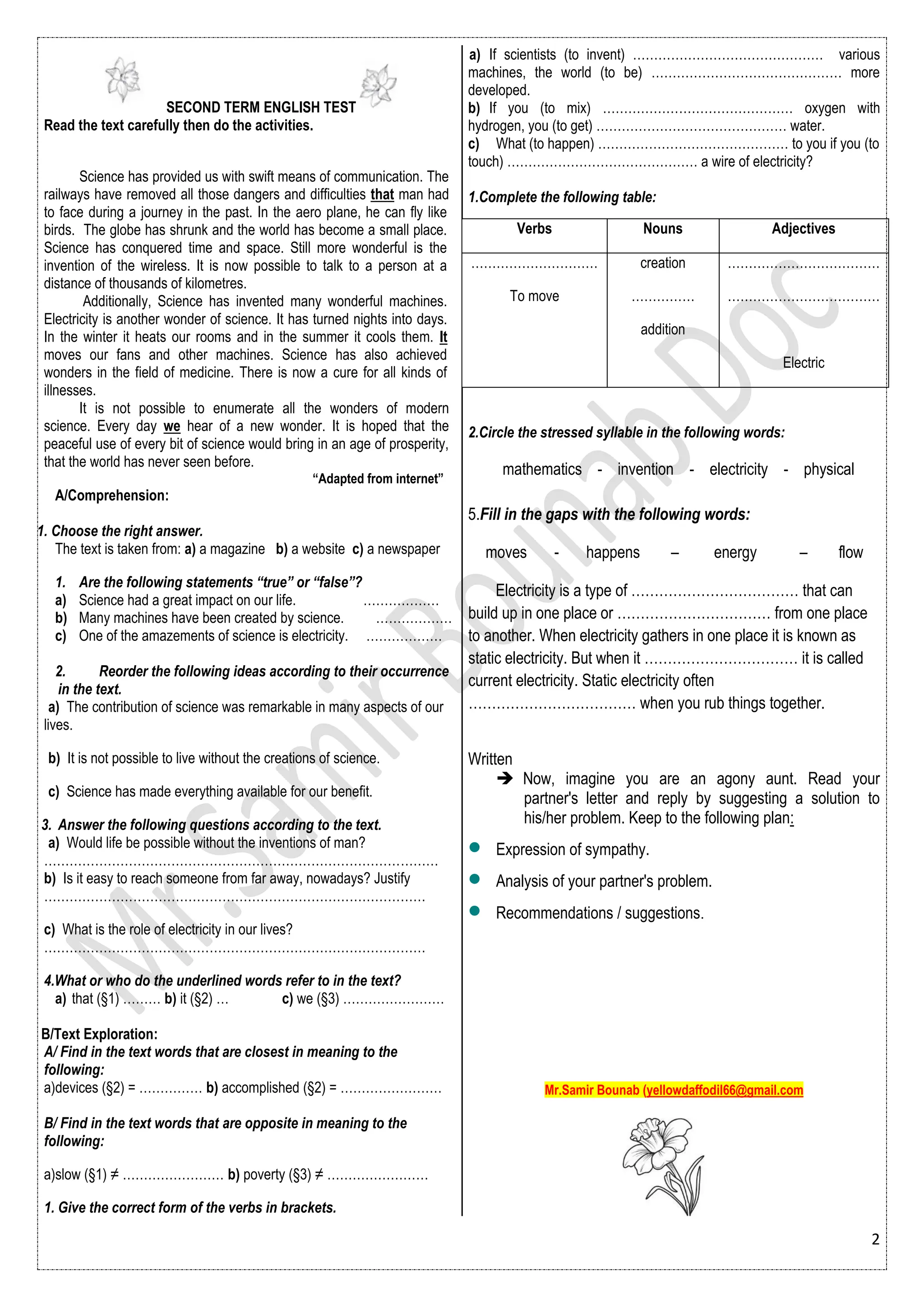 Discoveries and innovations Words stress & If type 1 functions & Agony ...