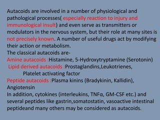 Autacoids ,histamine and antihistaminic | PPTX