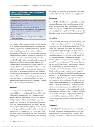 2 Autologous fat transfer for breast augmentation a review. Dermatol ...