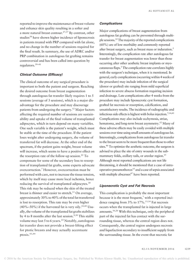 2 Autologous fat transfer for breast augmentation a review. Dermatol ...