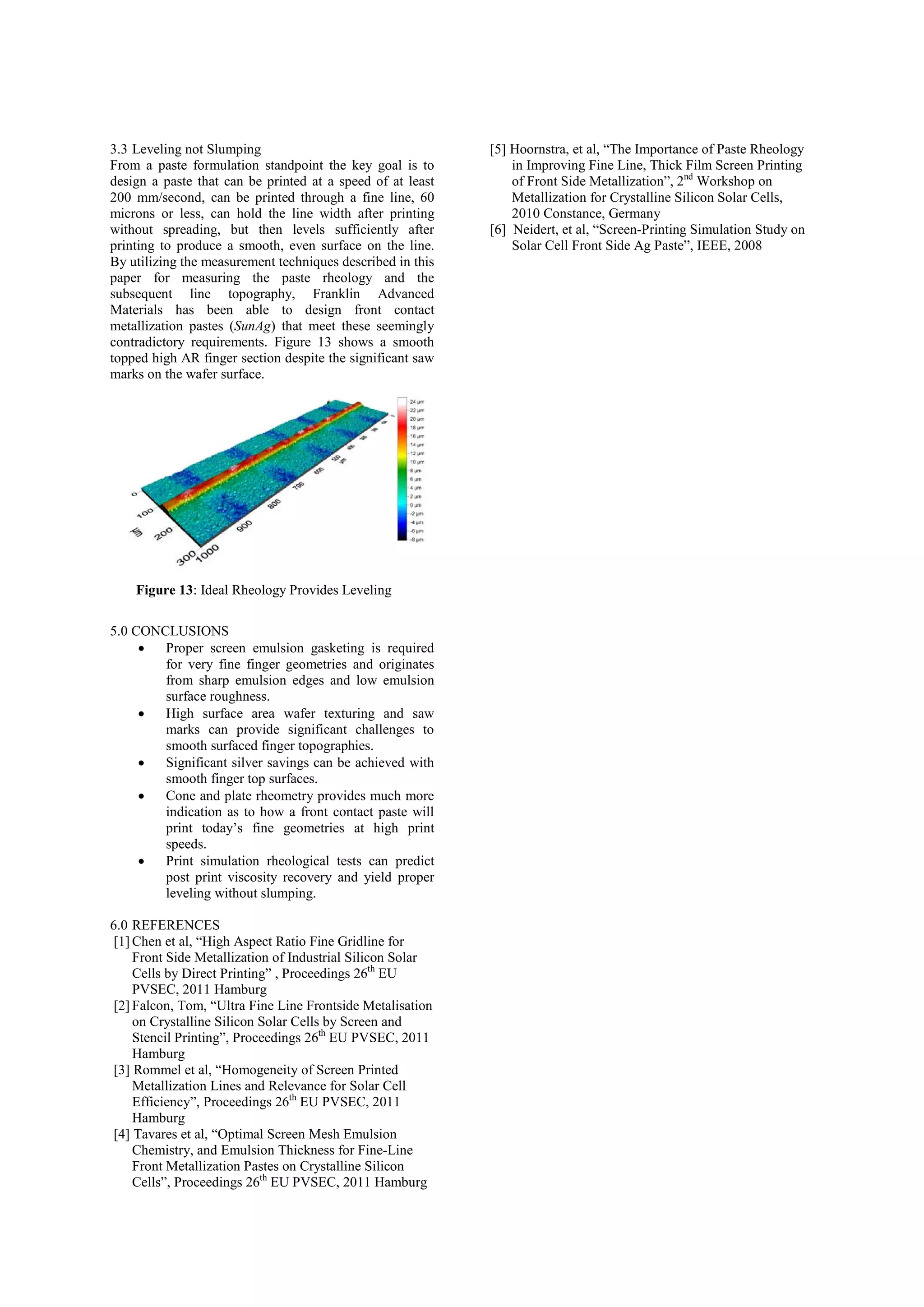 C-SI METALLIZATION PASTE RHEOLOGY AND PRINT METROLOGY TECHNIQUES FOR ...
