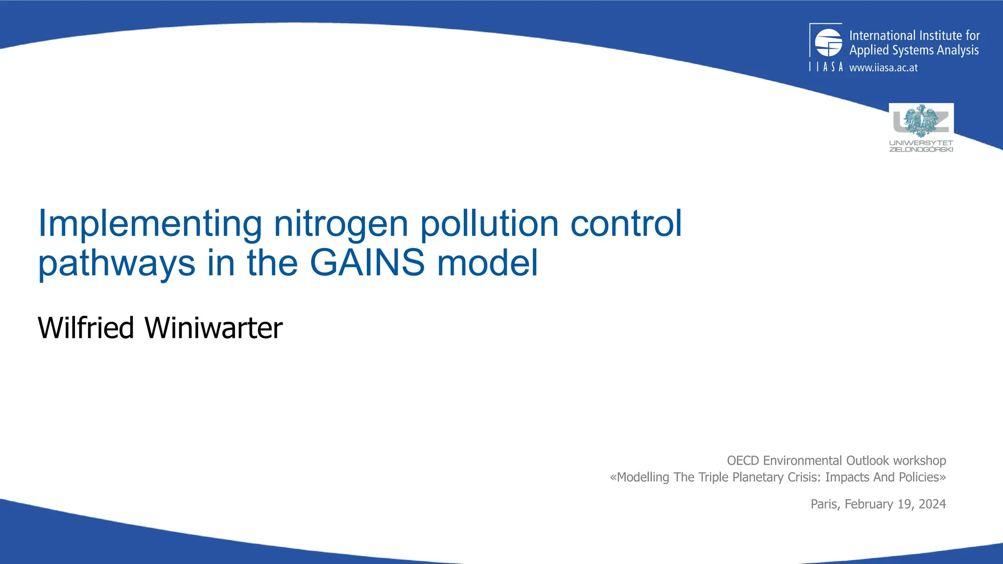 Wilfried Winiwarter - Implementing nitrogen pollution control pathways ...