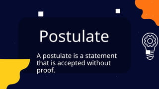 Axiomatic Structure (Defined & Postulates involving, points, lines, and ...