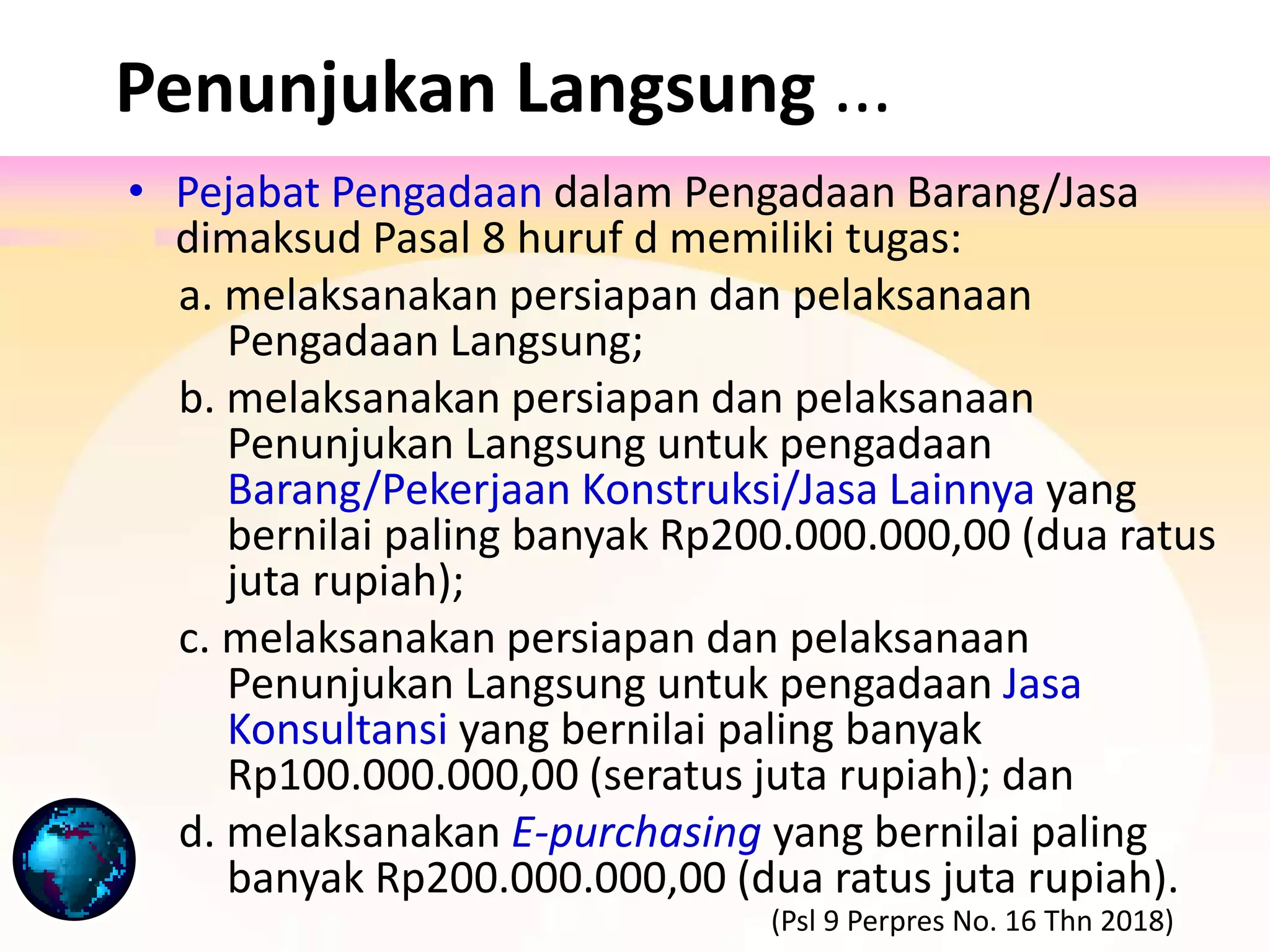 Pengadaan Langsung dan Penunjukan Langsung _Training "Upaya MEMENANGKAN ...
