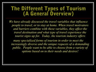 The Different Types of Tourism | PPT