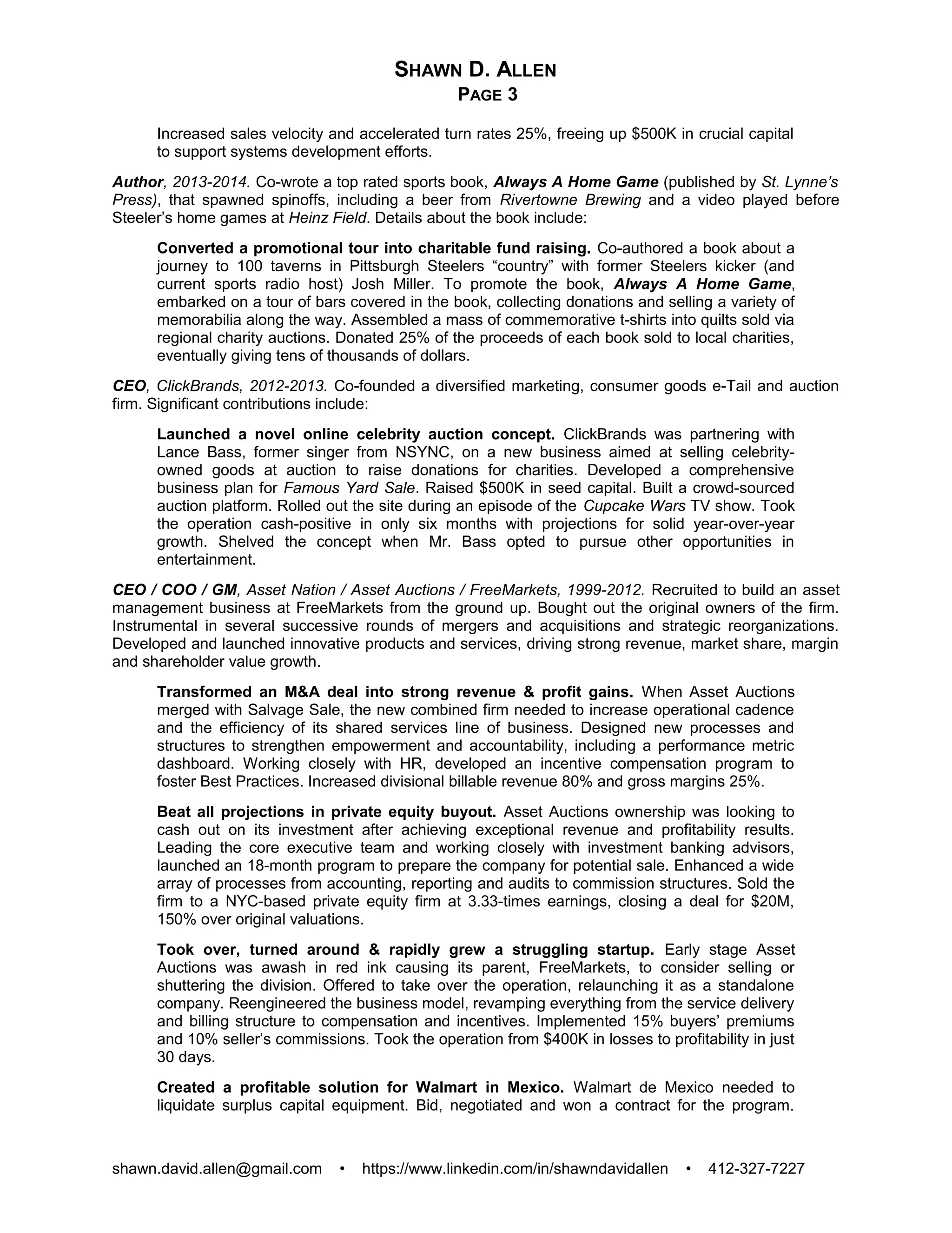 Allen, Shawn EXPANDED RESUME | DOC | Sales | Business