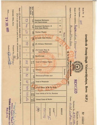 Marksheets of RKDwivedi | PDF
